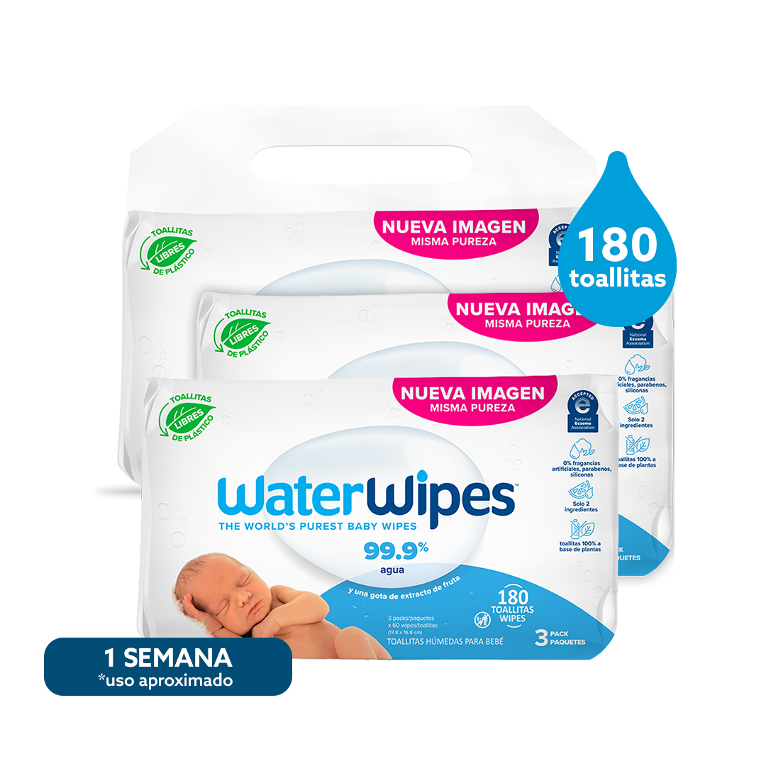 Toallitas Húmedas WaterWipes 180 | 99.9% Agua + 1 gota de Toronja ...